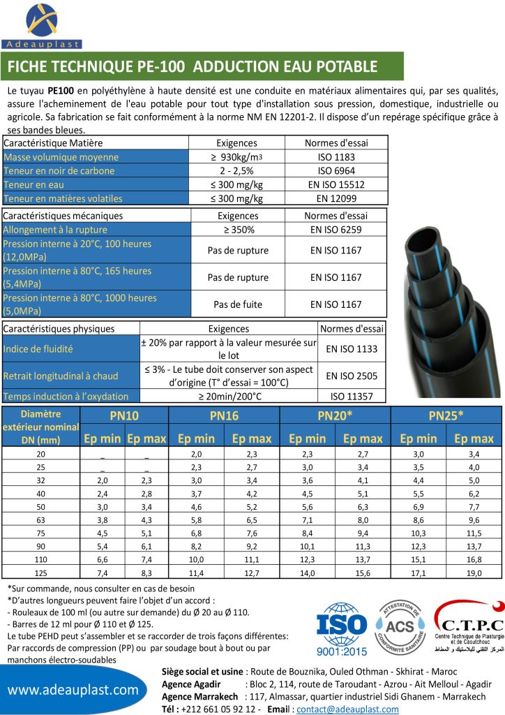 Tuyaux PEHD - Adeauplast | Leader Marocain en fabrication et ...